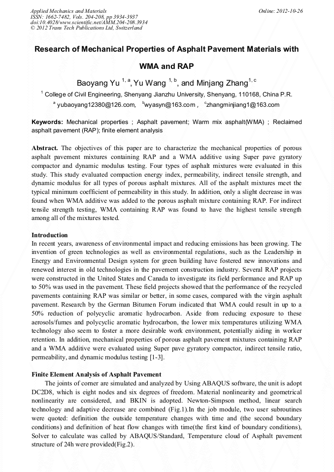 Research of Mechanical Properties of Asphalt Pavement Materials with ...
