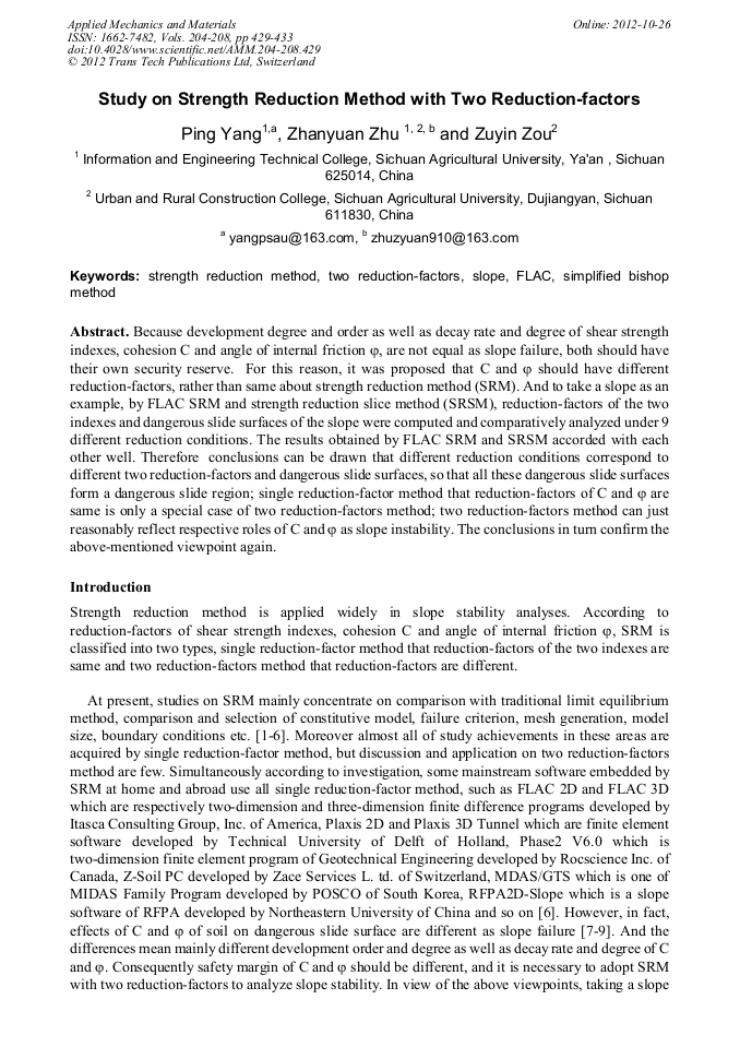 Study on Strength Reduction Method with Two Reduction-Factors ...