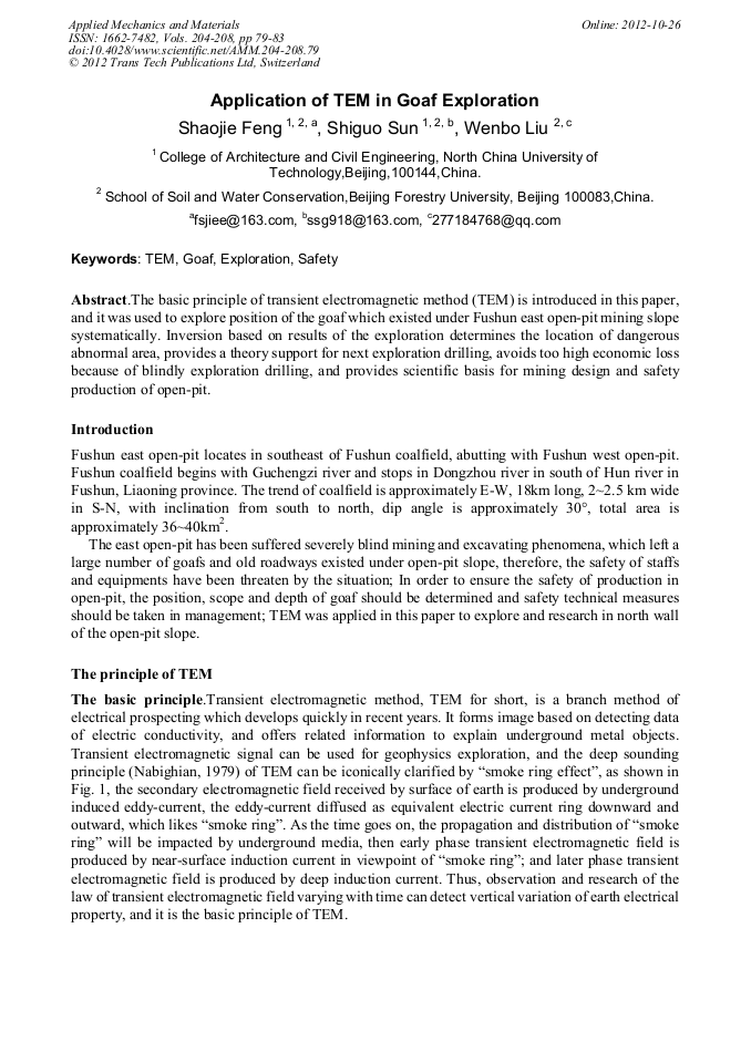 Application of TEM in Goaf Exploration | Scientific.Net