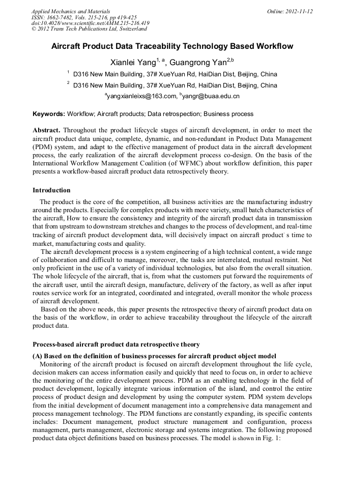 Aircraft Product Data Traceability Technology Based Workflow ...
