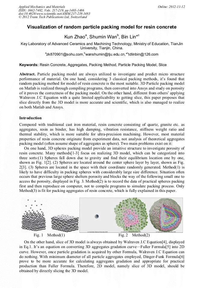 Visualization of Random Particle Packing Model for Resin Concrete ...