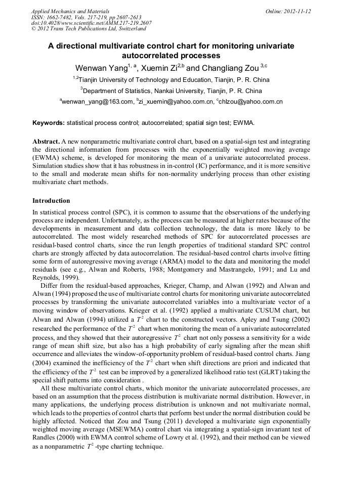 A Directional Multivariate Control Chart for Monitoring Univariate ...