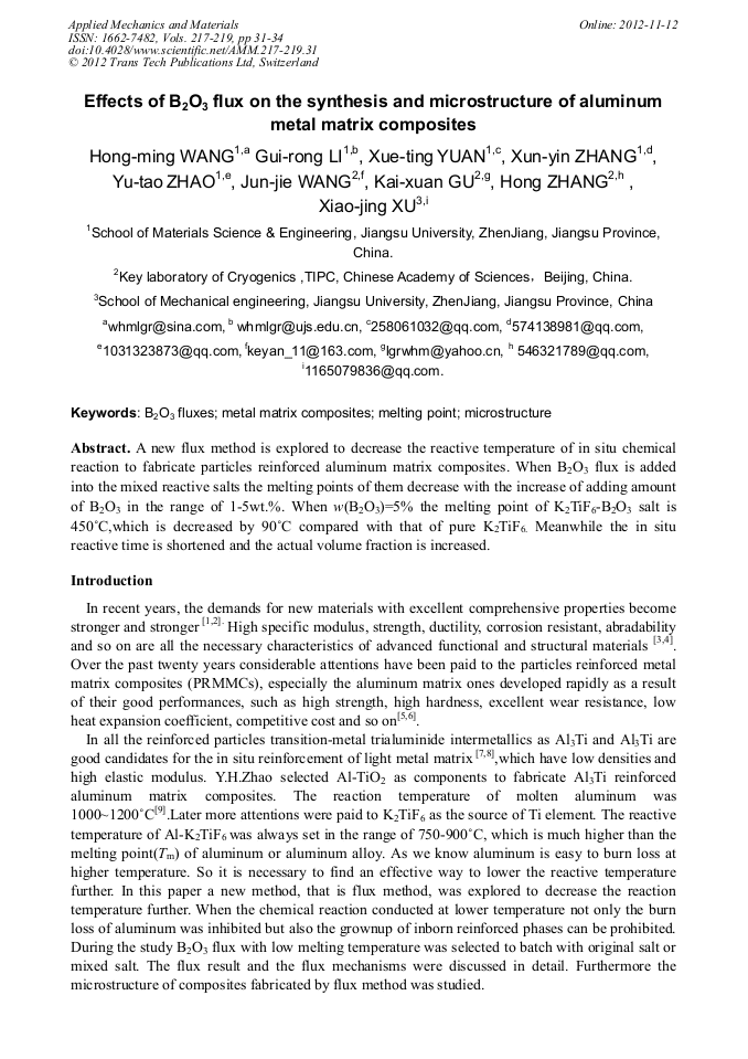 Effects of B2O3 Flux on the Synthesis and Microstructure of Aluminum ...