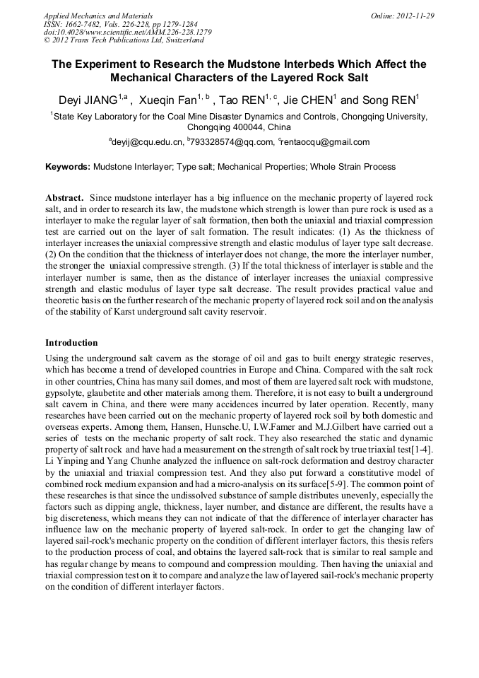 The Experiment to Research the Mudstone Interbeds which Affect the ...