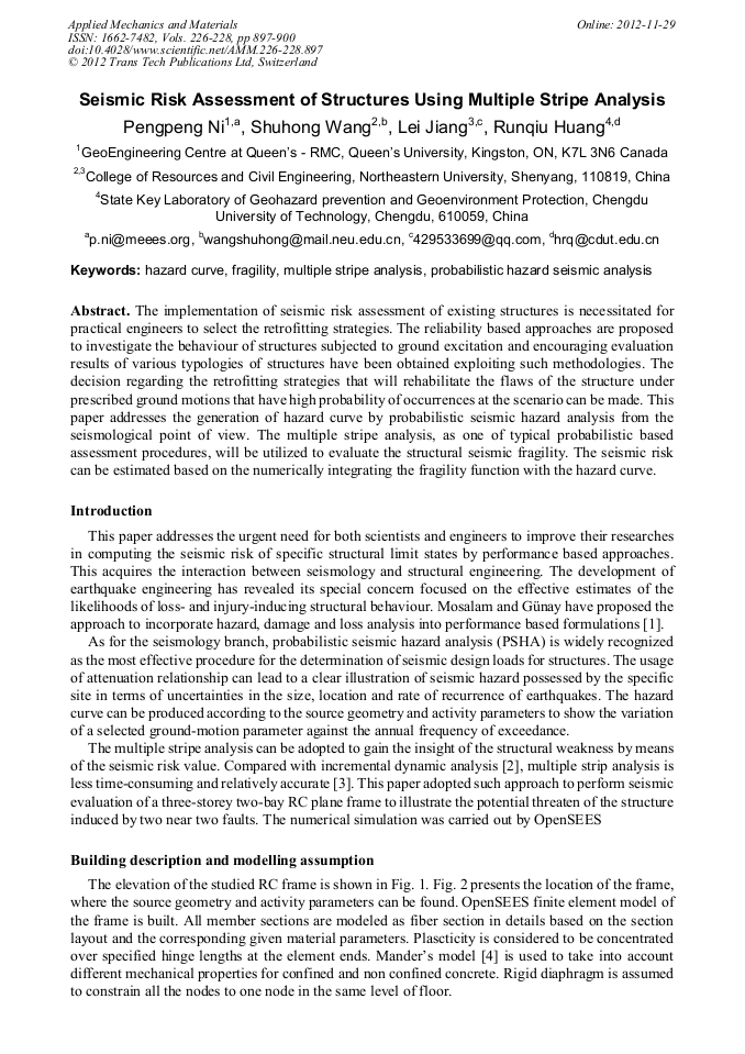 Seismic Risk Assessment of Structures Using Multiple Stripe Analysis ...