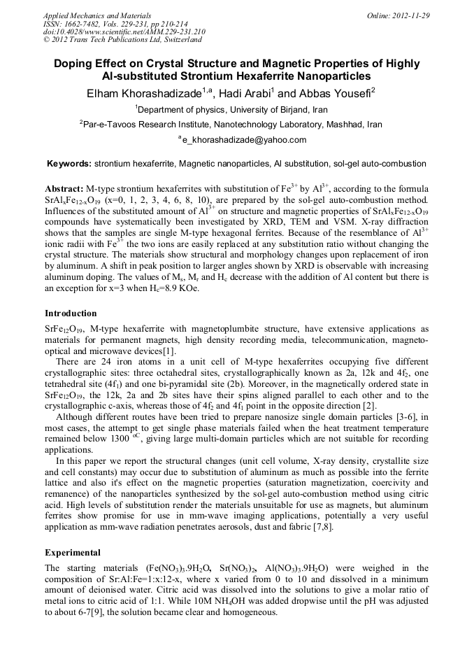 Doping Effect on Crystal Structure and Magnetic Properties of Highly Al ...