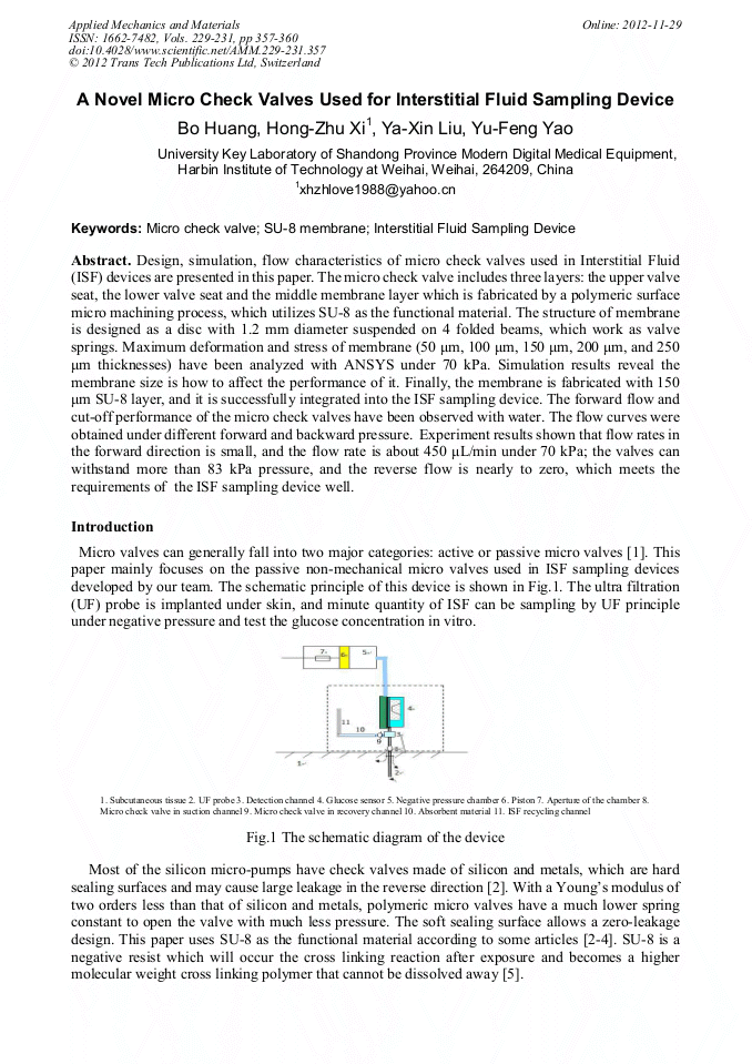 A Novel Micro Check Valves Used for Interstitial Fluid Sampling Device ...