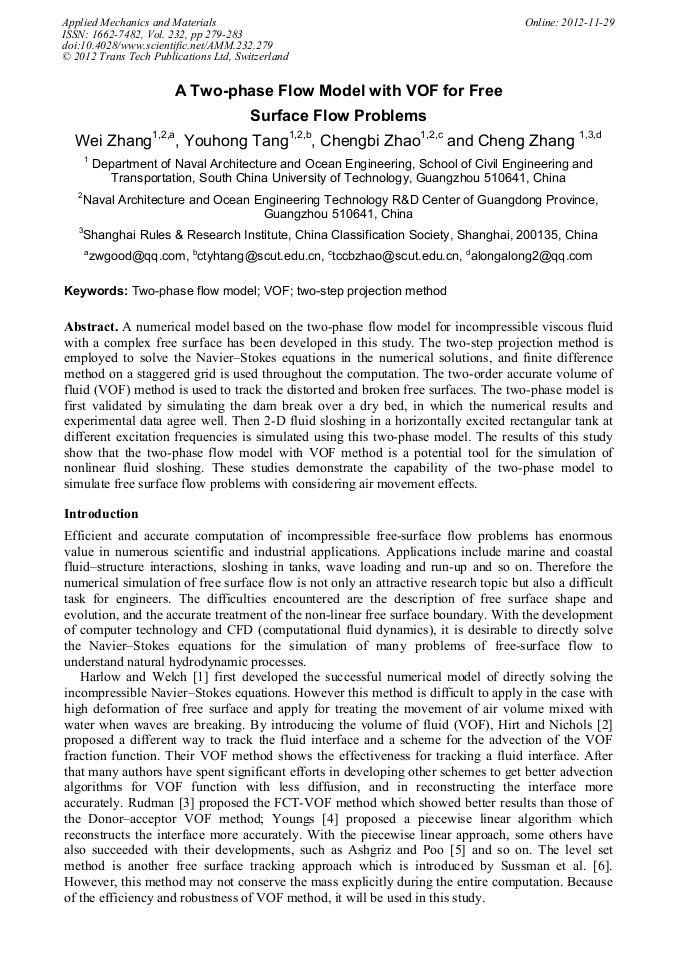 A Two-Phase Flow Model with VOF for Free Surface Flow Problems ...