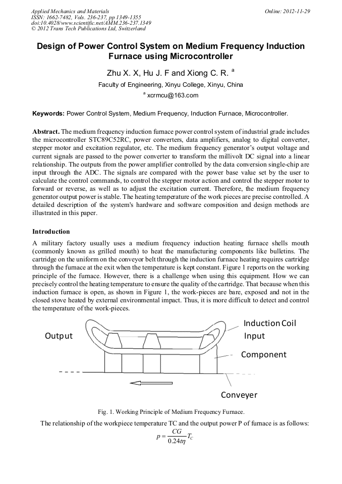 Design of Power Control System on Medium Frequency Induction Furnace ...
