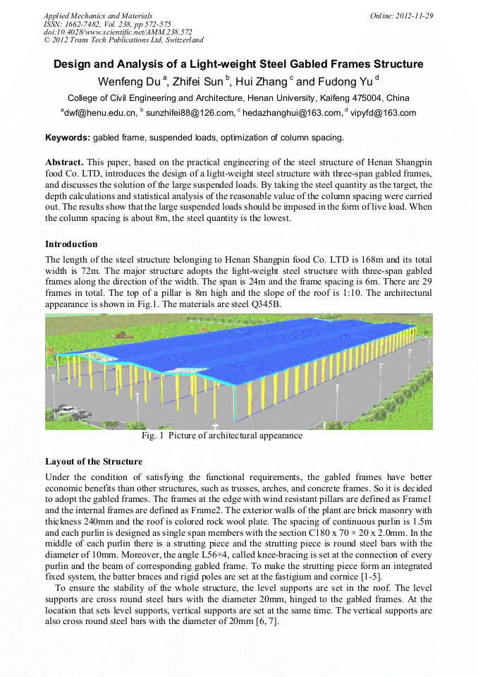 Design and Analysis of a Light-Weight Steel Gabled Frames Structure ...