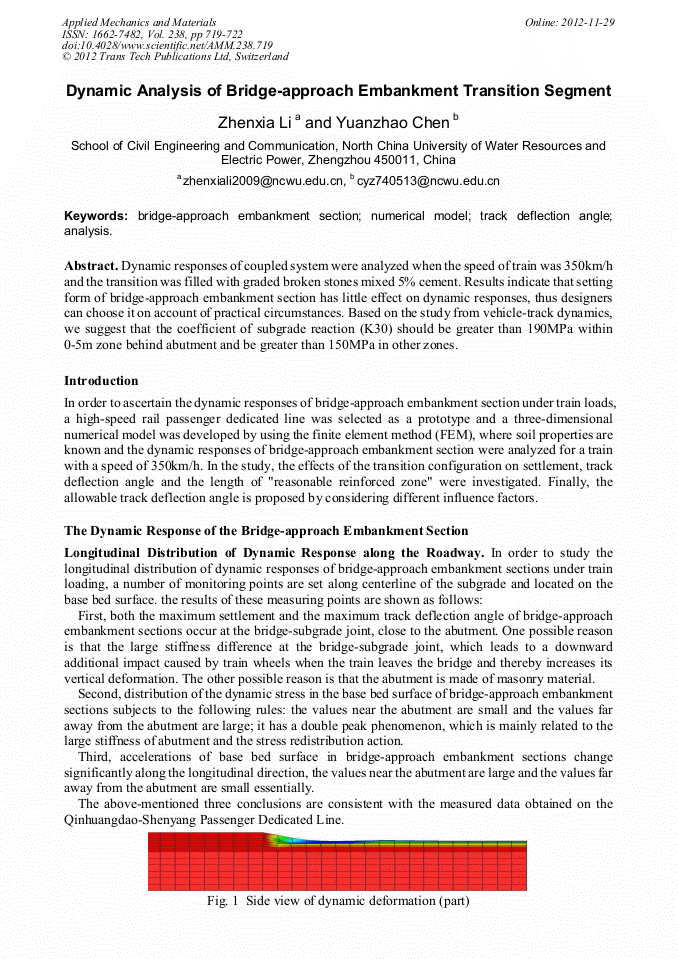 Dynamic Analysis of Bridge-Approach Embankment Transition Segment ...