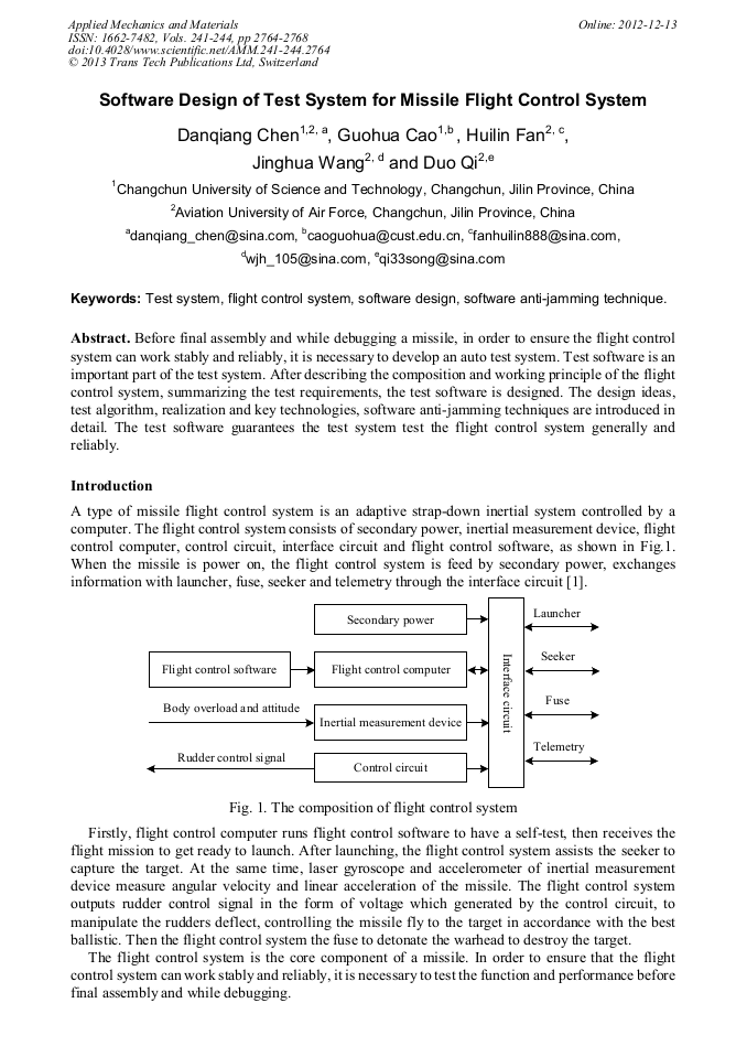 Software Design of Test System for Missile Flight Control System ...