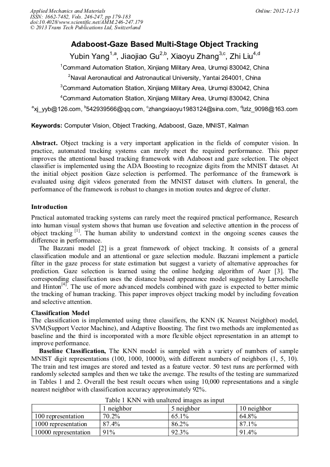 Adaboost-Gaze Based Multi-Stage Object Tracking | Scientific.Net