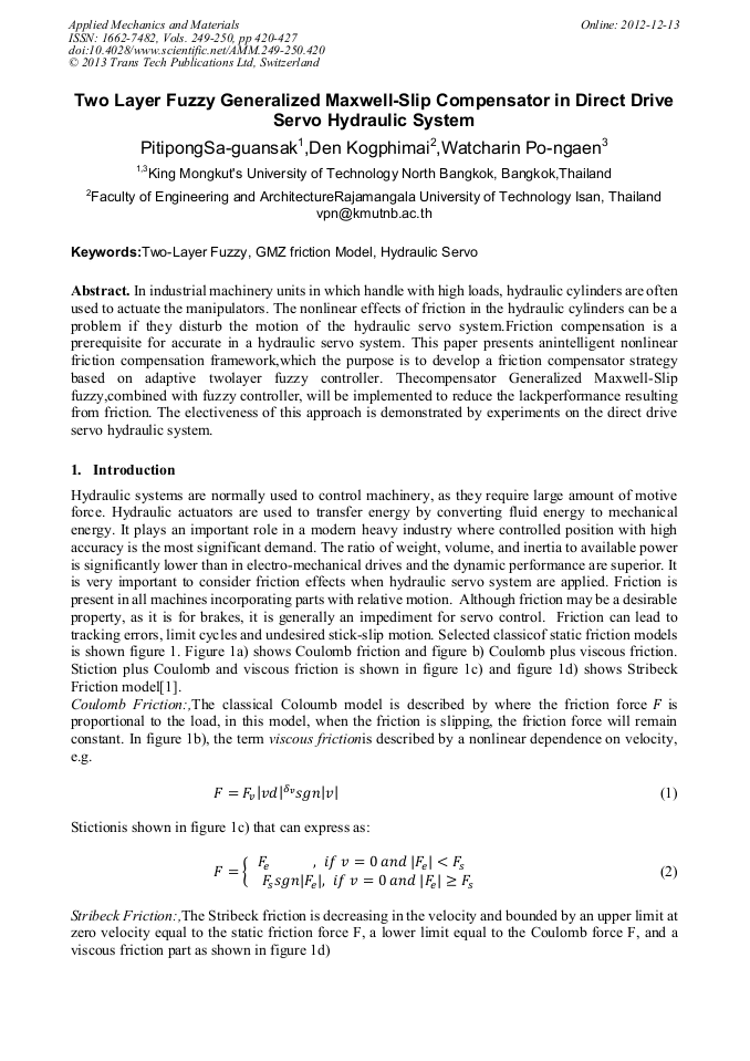 Two Layer Fuzzy Generalized Maxwell-Slip Compensator in Direct Drive ...