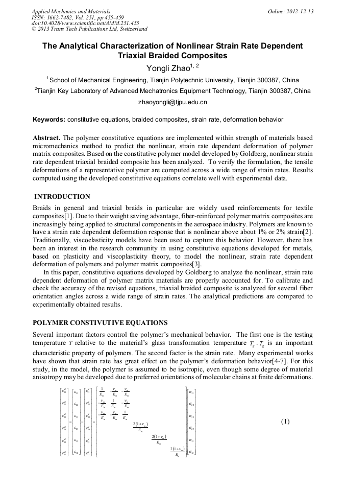 The Analytical Characterization of Nonlinear Strain Rate Dependent ...