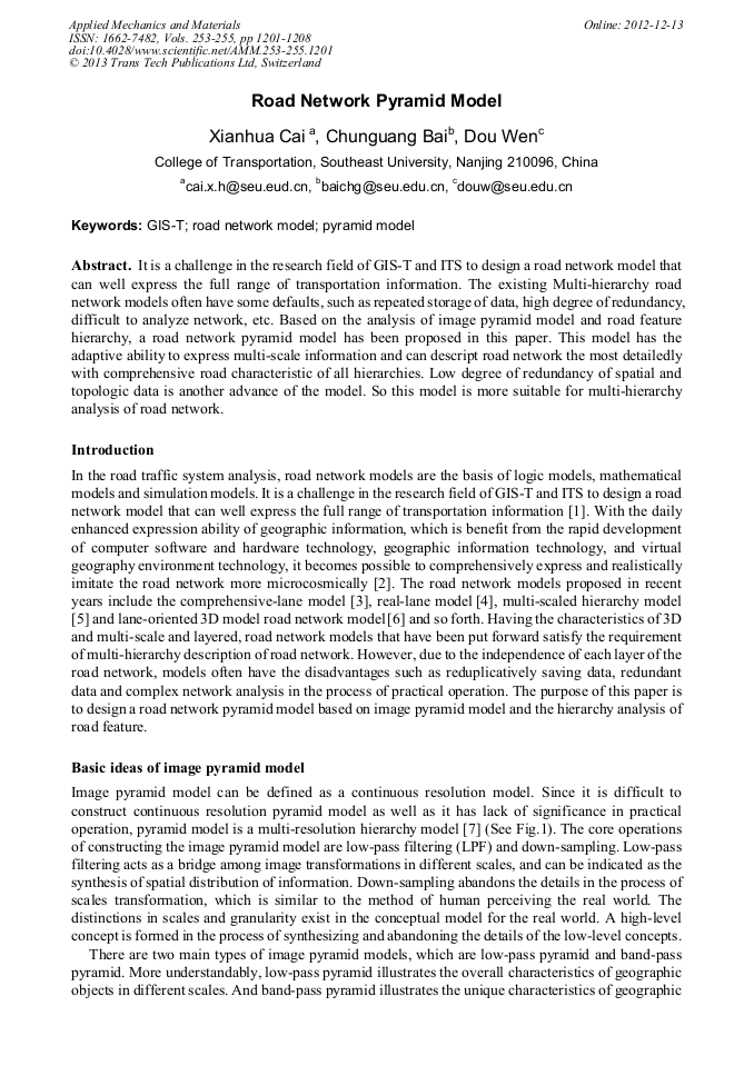 Road Network Pyramid Model | Scientific.Net