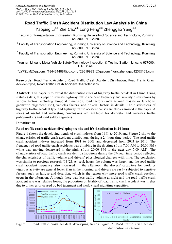 Road Traffic Crash Accident Distribution Law Analysis in China ...
