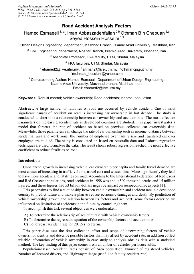 Road Accident Analysis Factors | Scientific.Net