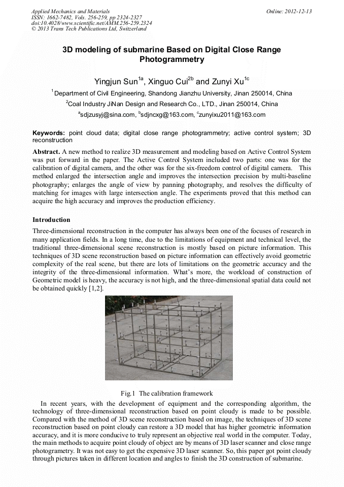 3D Modeling of Submarine Based on Digital Close Range Photogrammetry ...