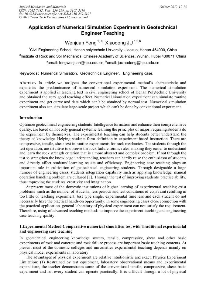 Application Of Numerical Simulation Experiment In Geotechnical Engineer