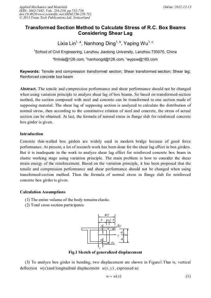 Transformed Section Method to Calculate Stress of R.C. Box Beams ...
