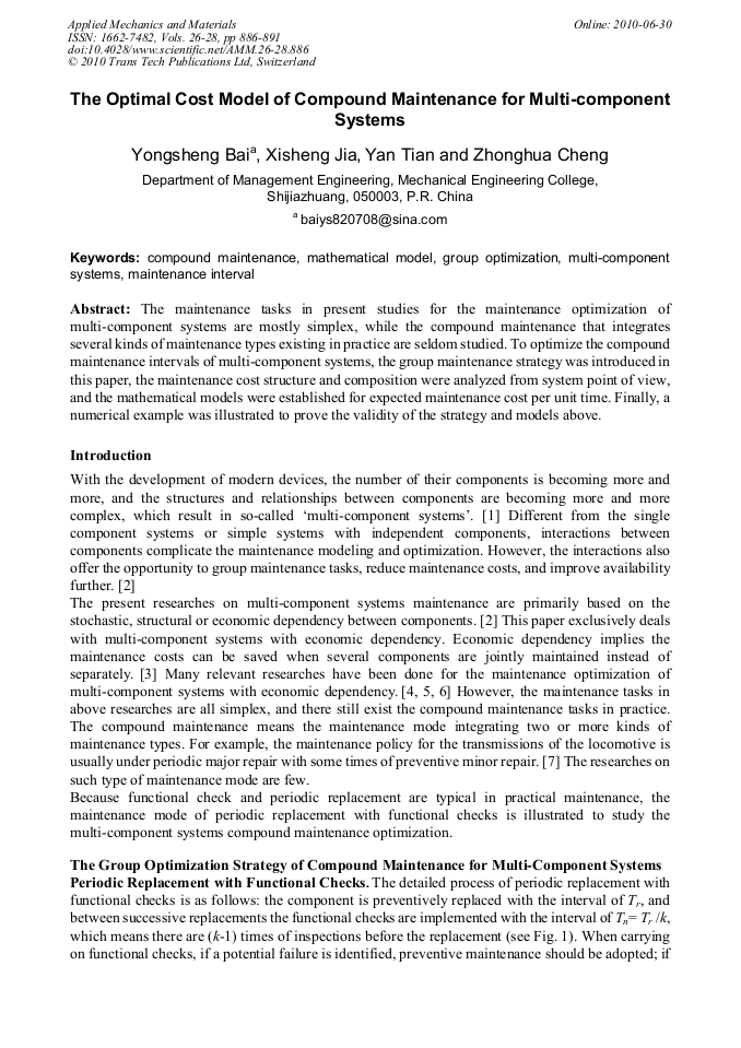 The Optimal Cost Model of Compound Maintenance for Multi-Component ...
