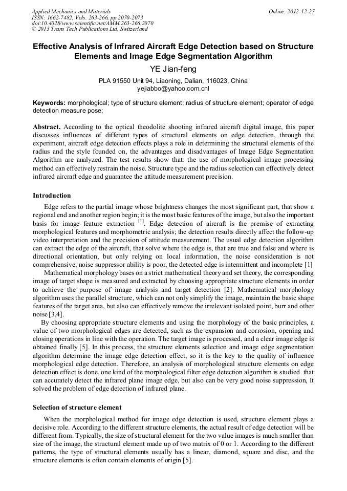Effective Analysis of Infrared Aircraft Edge Detection Based on ...