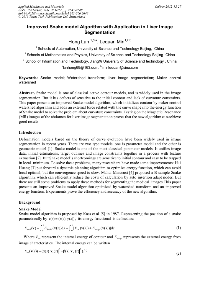 Improved Snake Model Algorithm with Application in Liver Image ...