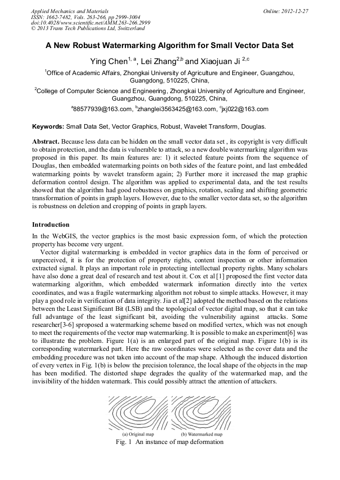 A New Robust Watermarking Algorithm For Small Vector Data Set