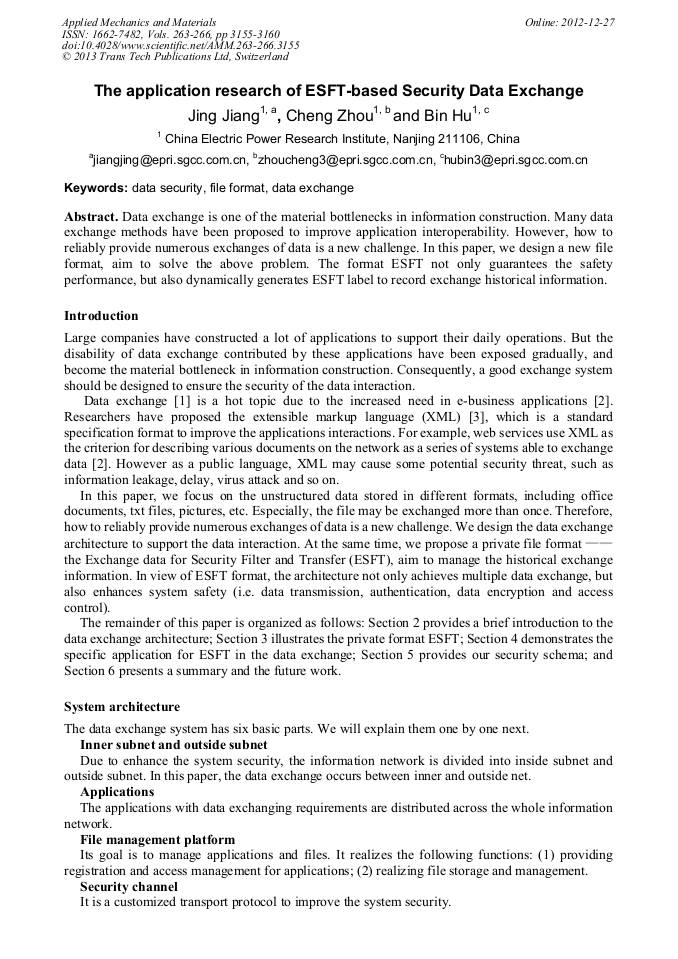 The Application Research of ESFT-Based Security Data Exchange ...
