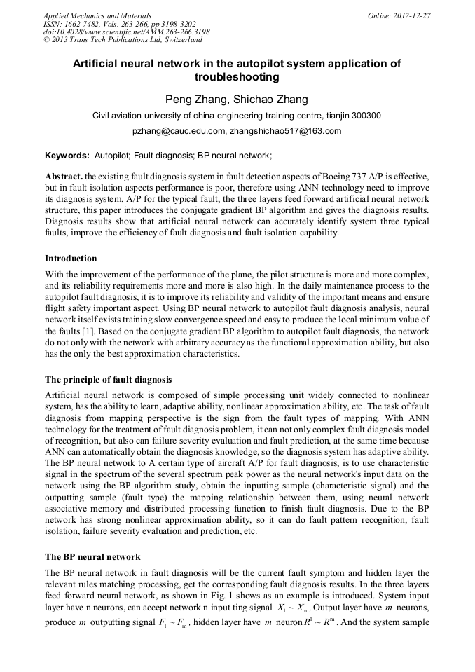 Artificial Neural Network in the Autopilot System Application of ...