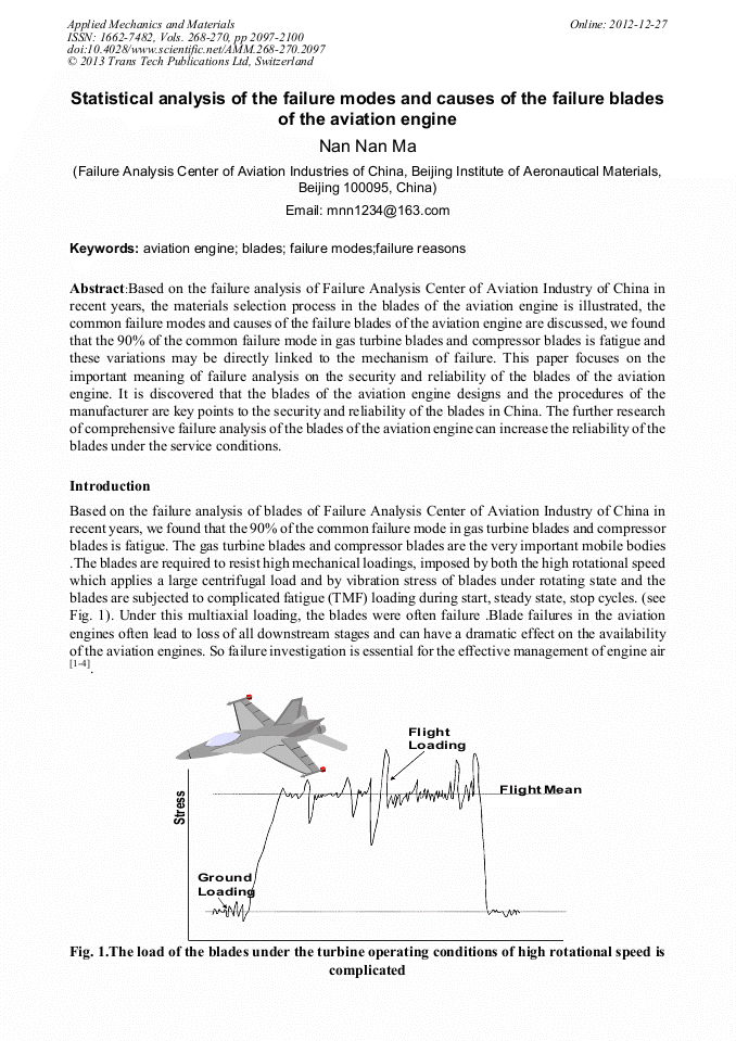 Statistical Analysis of the Failure Modes and Causes of the Failure ...
