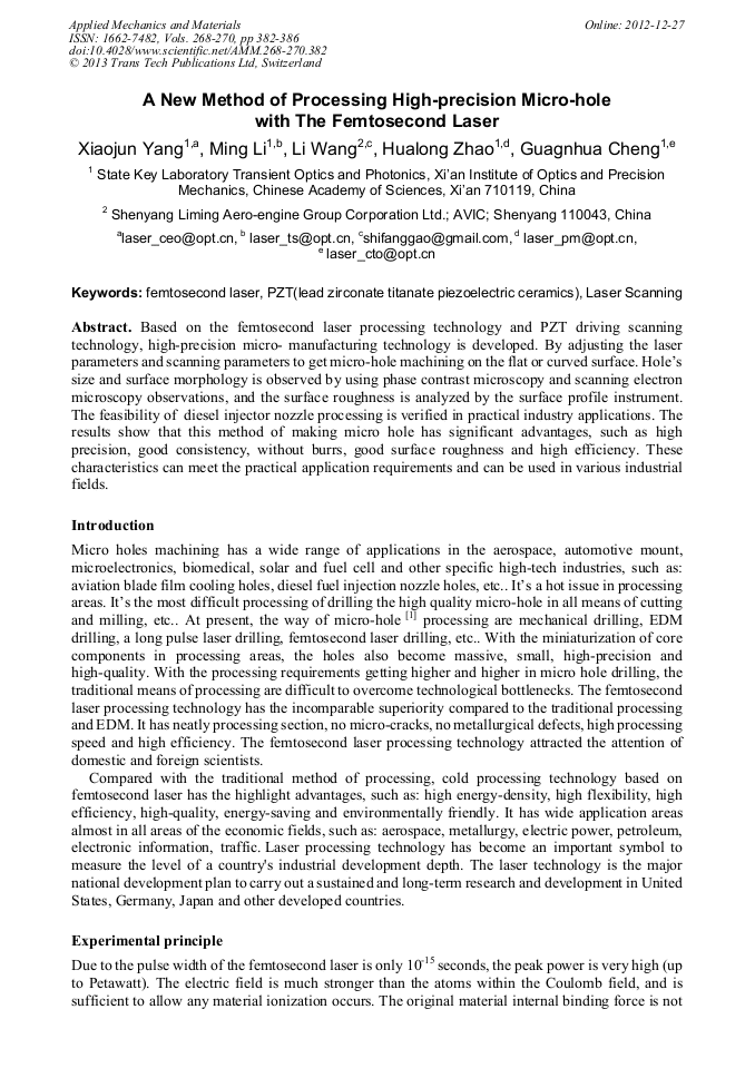A New Method of Processing High-Precision Micro-Hole with the ...