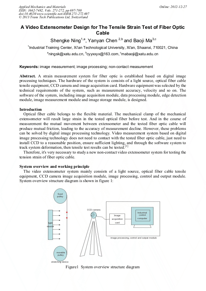 A Video Extensometer Design for The Tensile Strain Test of Fiber Optic ...