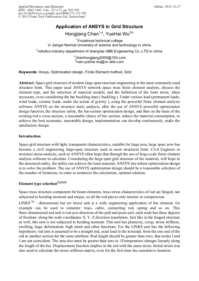Application of ANSYS in Grid Structure | Scientific.Net