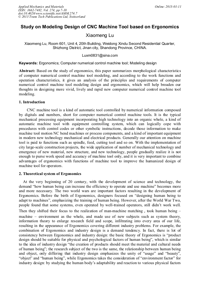 Study on Modeling Design of CNC Machine Tool Based on Ergonomics ...