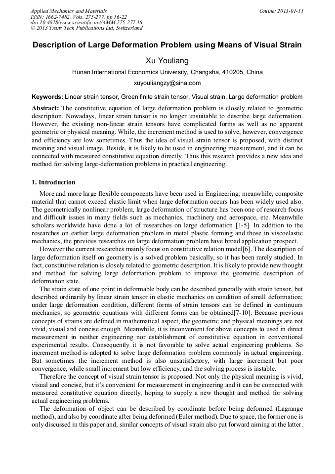 Description of Large Deformation Problem Using Means of Visual Strain ...