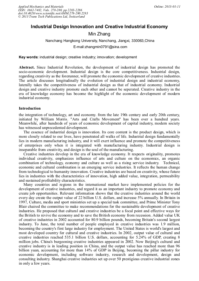 Industrial Design Innovation and Creative Industrial Economy ...