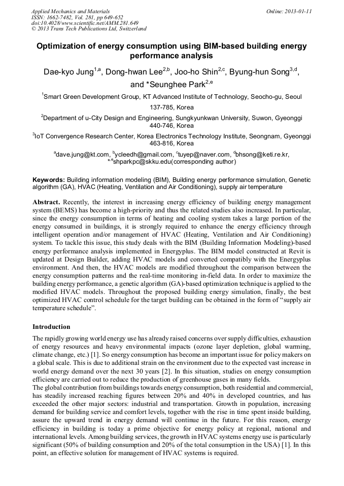 Optimization of Energy Consumption Using BIM-Based Building Energy ...