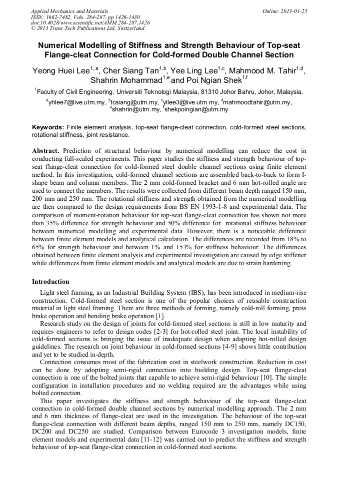 Numerical Modelling of Stiffness and Strength Behaviour of Top-Seat ...