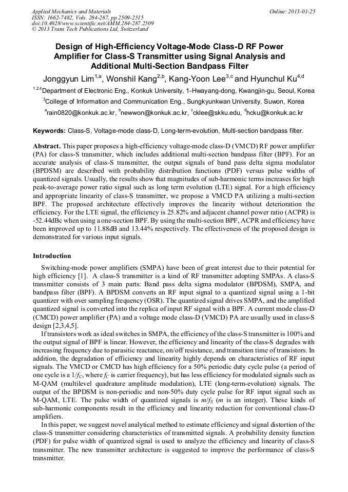Design of High-Efficiency Voltage-Mode Class-D RF Power Amplifier for ...