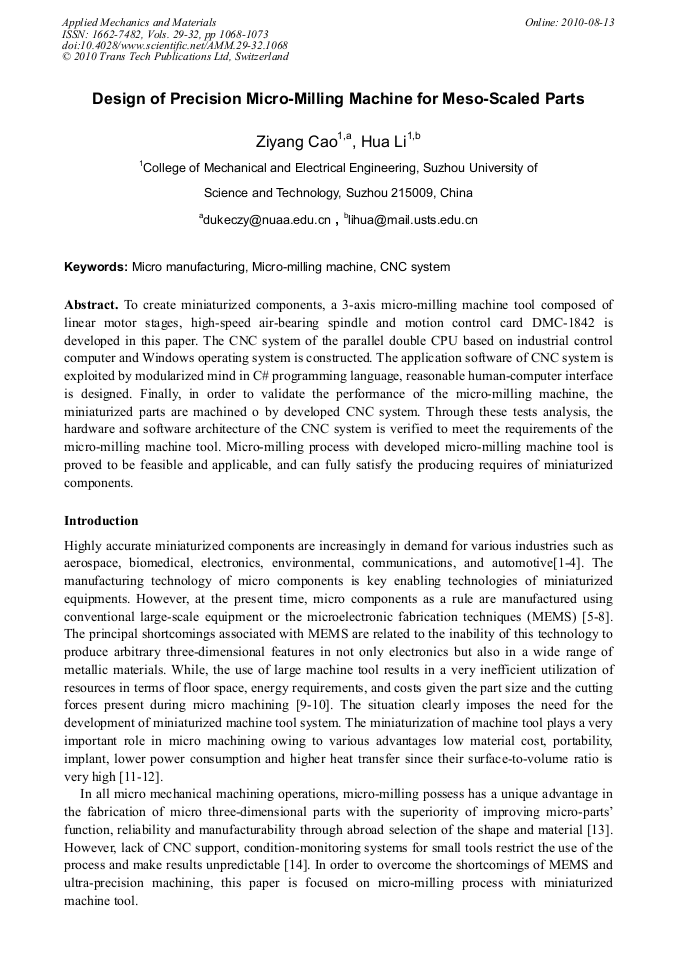 Design of Precision Micro-Milling Machine for Meso-Scaled Parts ...