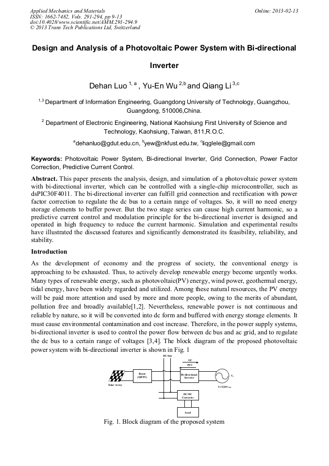 Design and Analysis of a Photovoltaic Power System with Bi-Directional ...