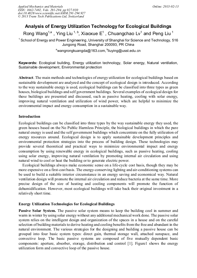 Analysis of Energy Utilization Technology for Ecological Buildings ...