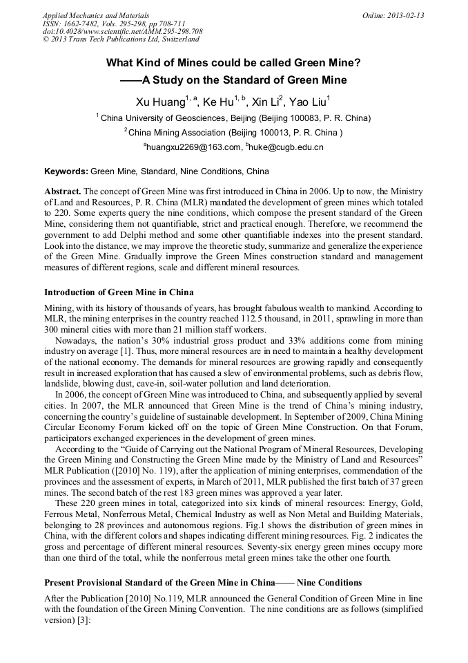 What Kind of Mines Could Be Called Green Mine? - A Study on the ...