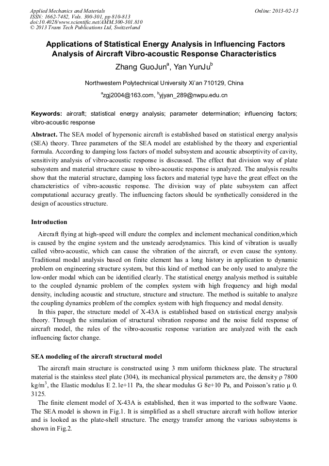 Applications of Statistical Energy Analysis in Influencing Factors ...