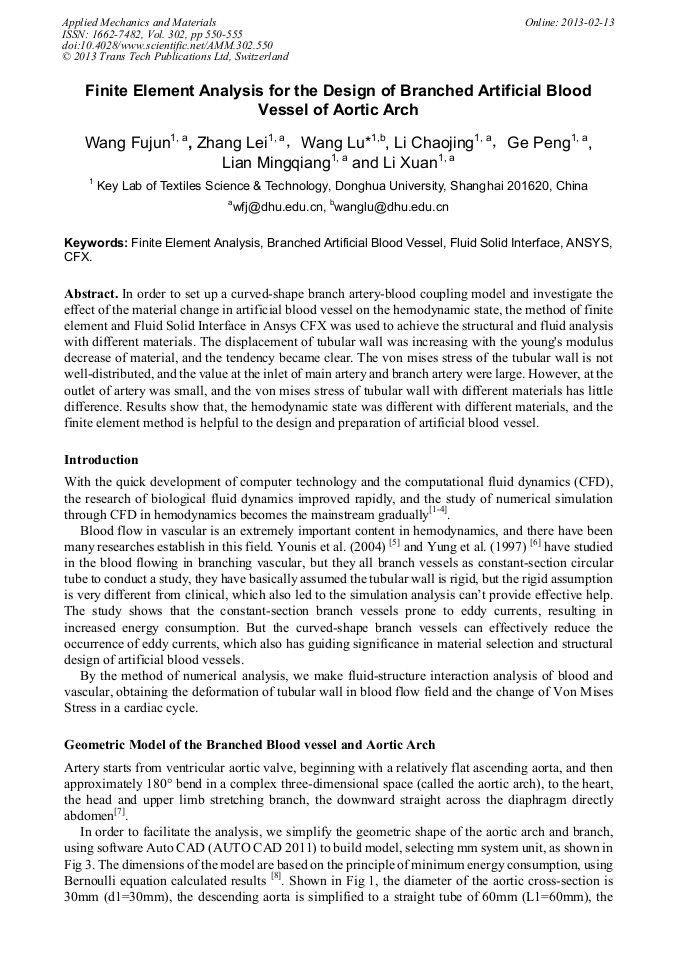 Finite Element Analysis for the Design of Branched Artificial Blood ...