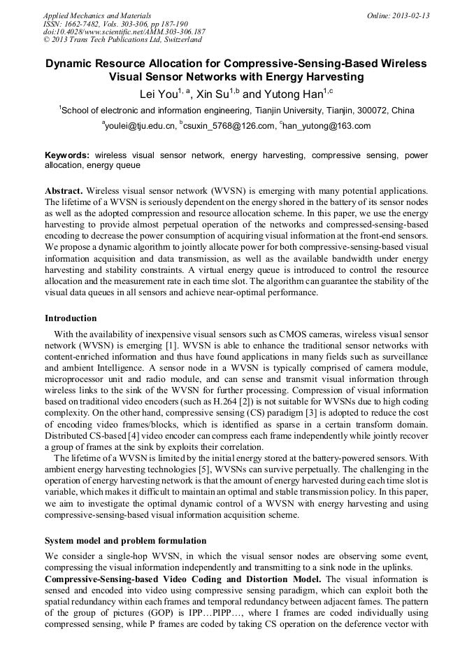 Dynamic Resource Allocation For Compressive Sensing Based Wireless Visual Sensor Networks With