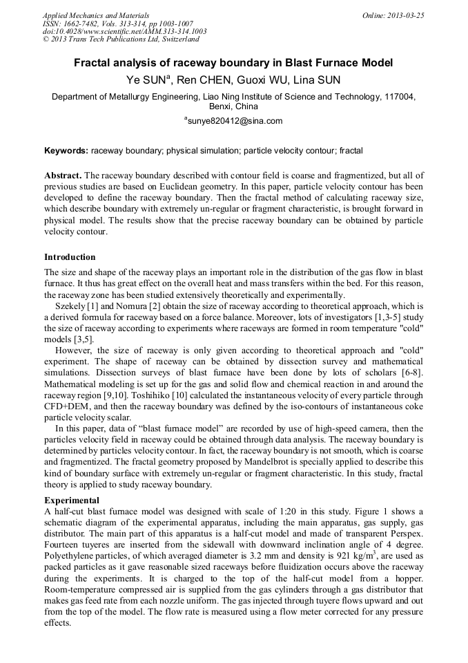 Fractal Analysis of Raceway Boundary in Blast Furnace Model ...