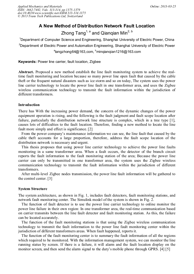 A New Method of Distribution Network Fault Location | Scientific.Net